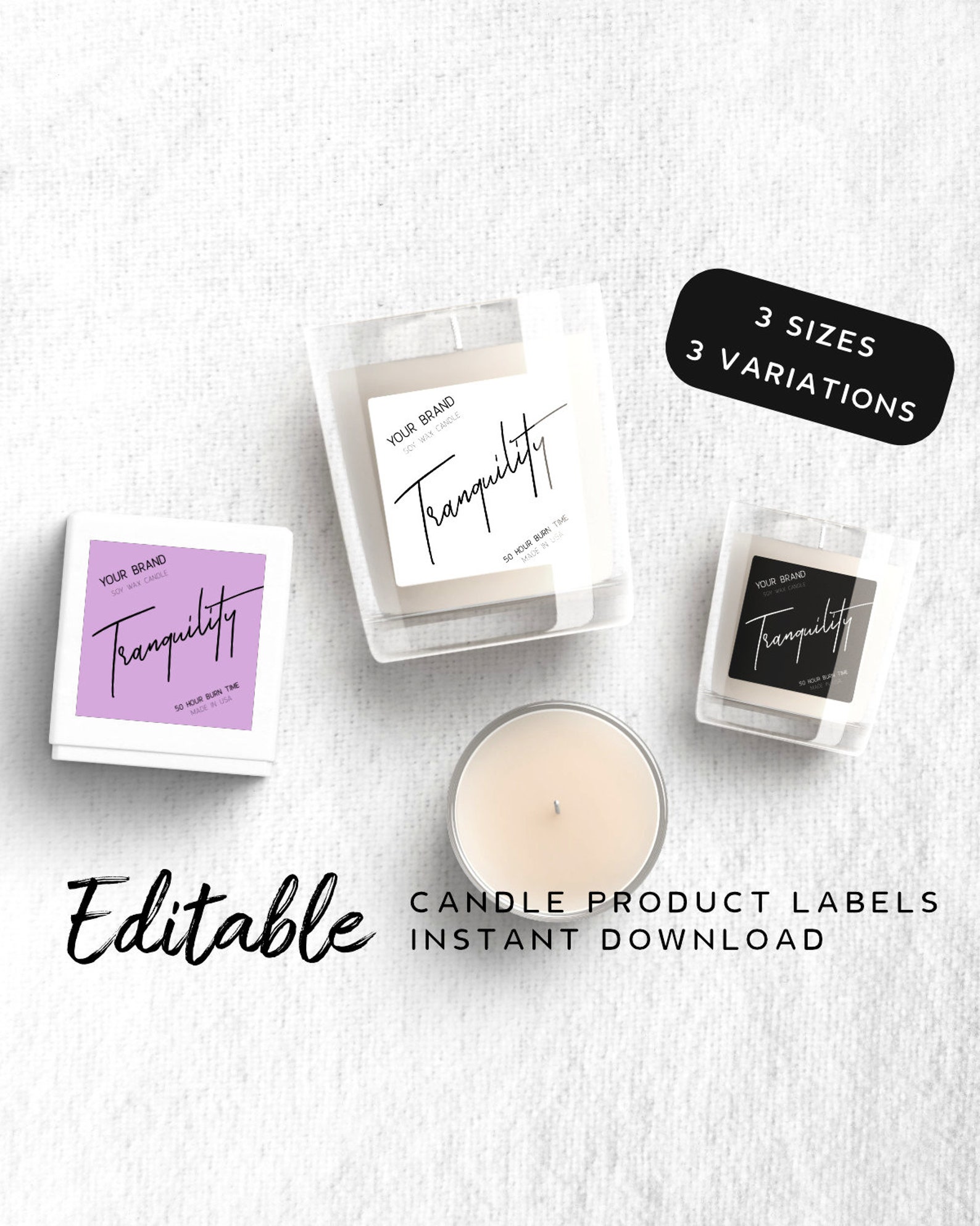 Handwritten Candle Label Sticker Printable Soy Candle Label | Etsy
