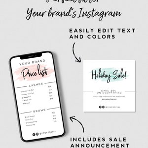 Editable Instagram Price List Template - Instagram Menu Template for ...