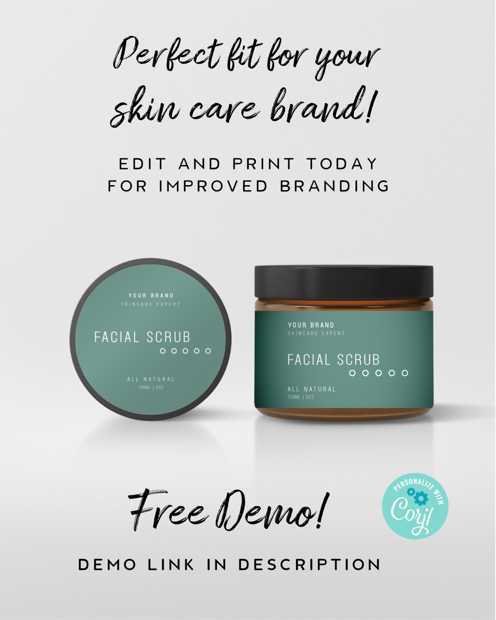 Minimalist Label Design DIY Blue Label Jar Design Skincare - Etsy
