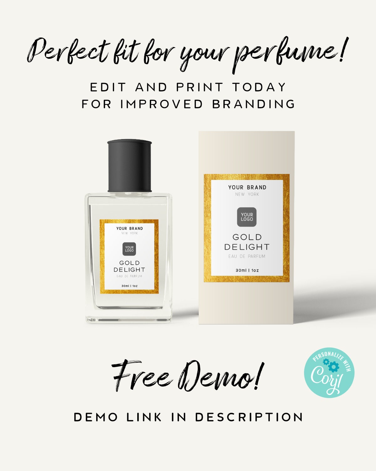Editable Perfume Label Template Gold Product Label | Etsy