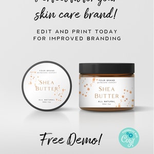 Gold Ink Label Template - 7x2, Jar Label for Body Butter, Product Label ...