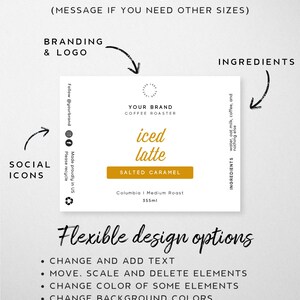 Editable Coffee Label Template - Custom Latte Label, Coffee Roaster ...