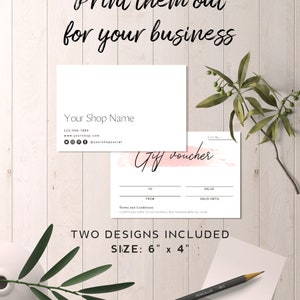 Printable Gift Card Template - DIY Shop Voucher Template, Printable ...