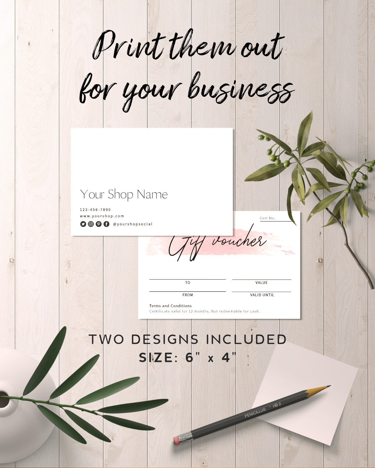Printable Gift Card Template DIY Shop Voucher Template - Etsy