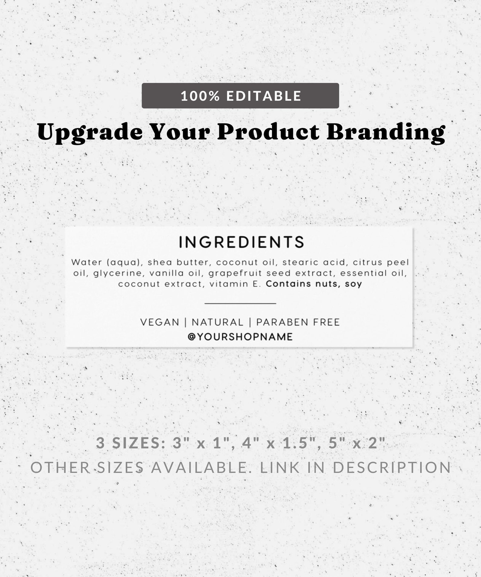 Minimalist Ingredient Label Template Editable Packaging - Etsy