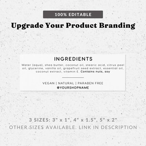 Minimalist Ingredient Label Template Editable Packaging - Etsy