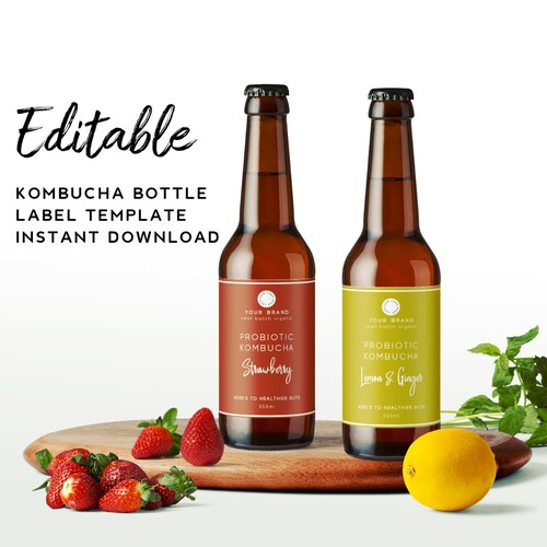 Editable Kombucha Label Template Beer Bottle Label Design - Etsy