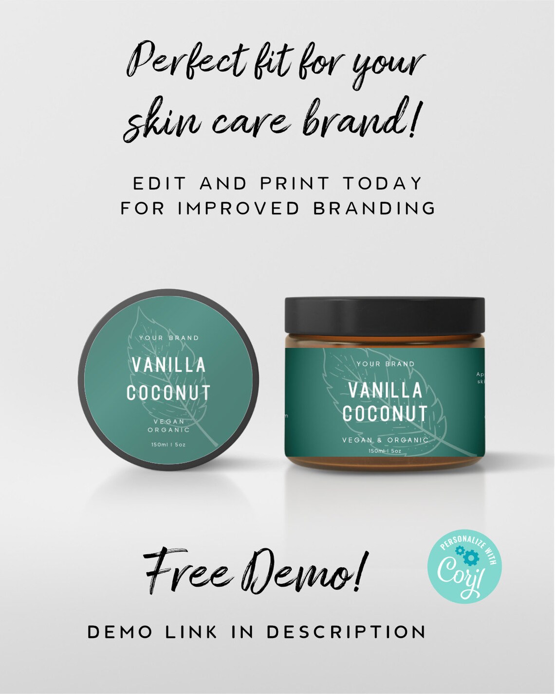 Brown Floral Cosmetic Jar Label Design - Etsy