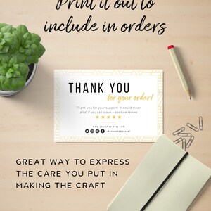 Ready to Print Order Insert Card - Gold Thank You Card, Thank You ...