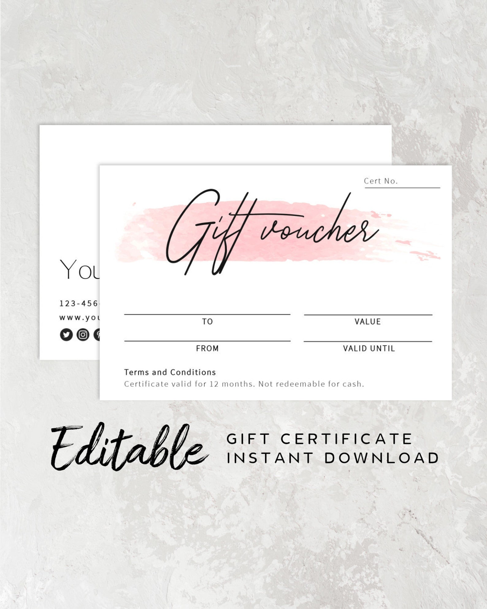 Printable Gift Card Template DIY Shop Voucher Template - Etsy