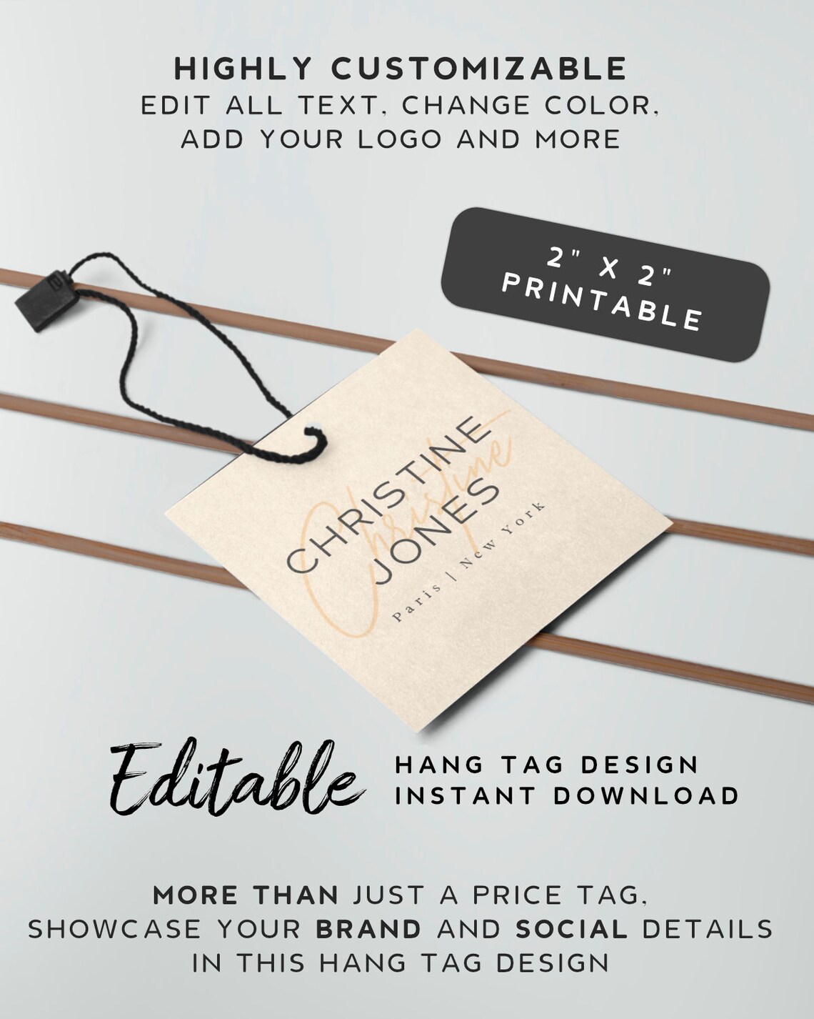 Ready to Print Hang Tag Design - Fashion Product Tag Template, Square ...