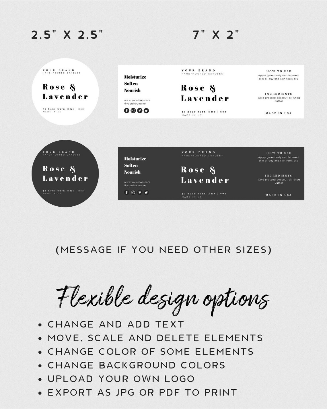 Editable Jar Label Template Minimalist Black Label for Jars - Etsy