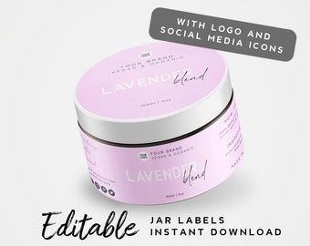 Pastel Purple Jar Label Template - Product Label for Jars, Wrap Around ...