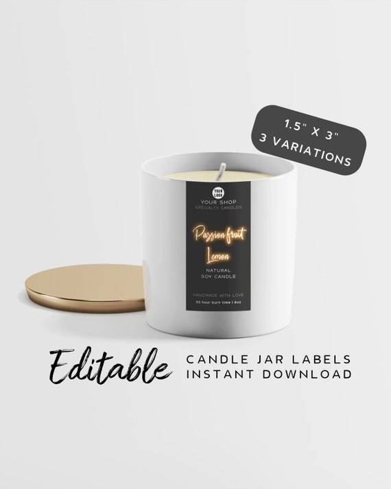 Black Candle Label Template Printable Candle Label | Etsy