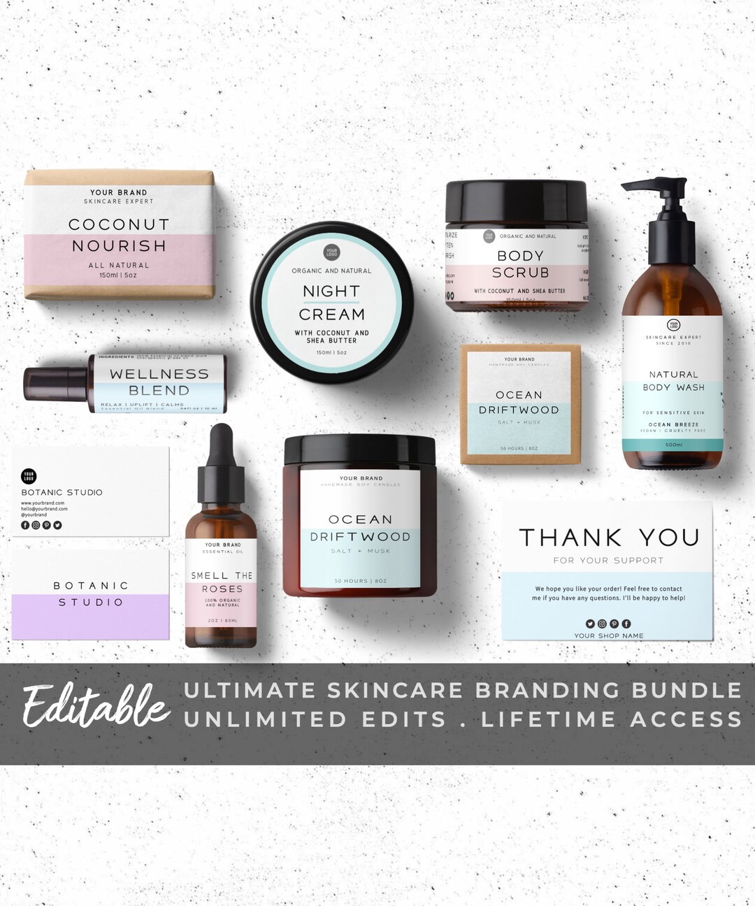 Skincare Labels Bundle - Beauty Label Template Bottle, Essential Oil ...