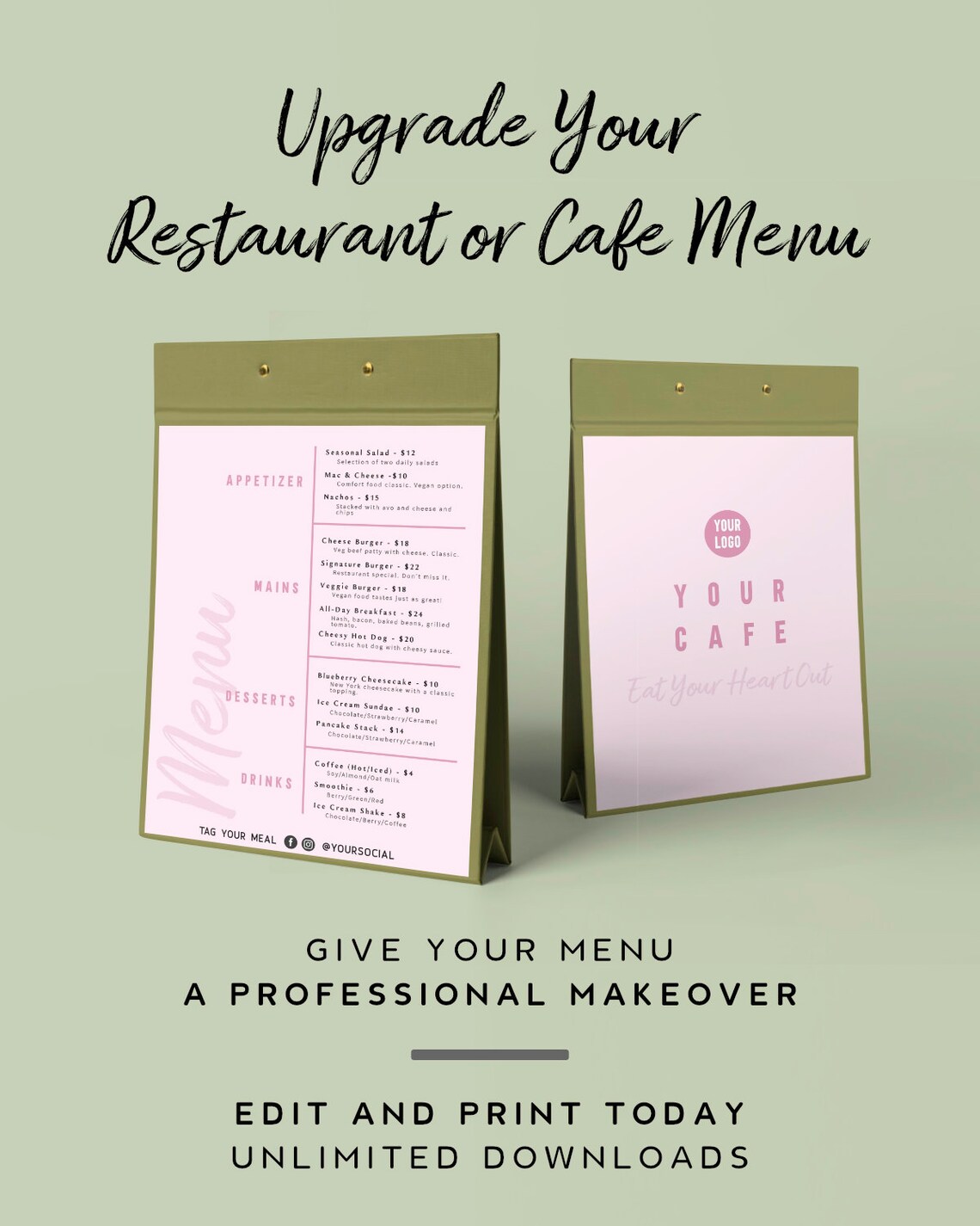 Printable Menu Template Restaurant Menu Design Template | Etsy