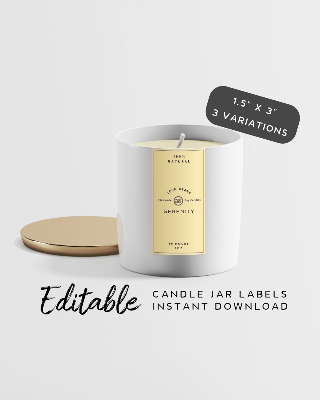 Editable Candle Jar Label - Product Label for Candle, Label for Jars ...