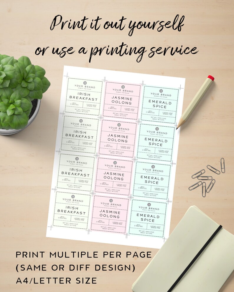 Custom Tea Packaging Label Template Printable Label Design - Etsy