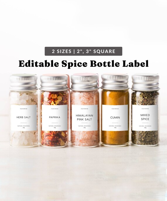 Editable Spice Bottle Label Template Kitchen Organisation - Etsy UK