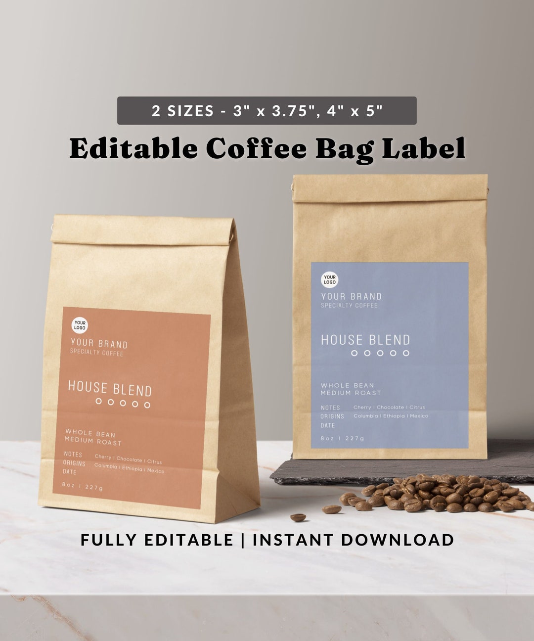 Minimalist Product Label Template - Coffee Label Design, Printable ...