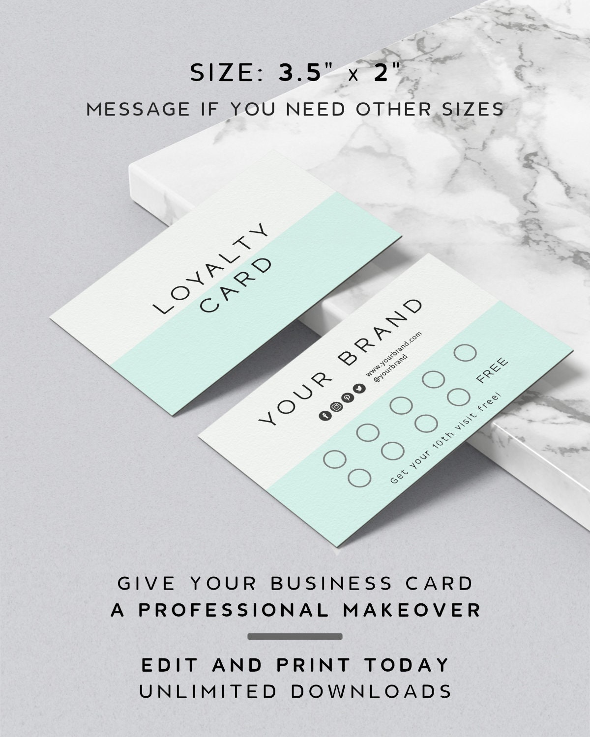Custom Loyalty Card Template Business Rewards Card DIY | Etsy