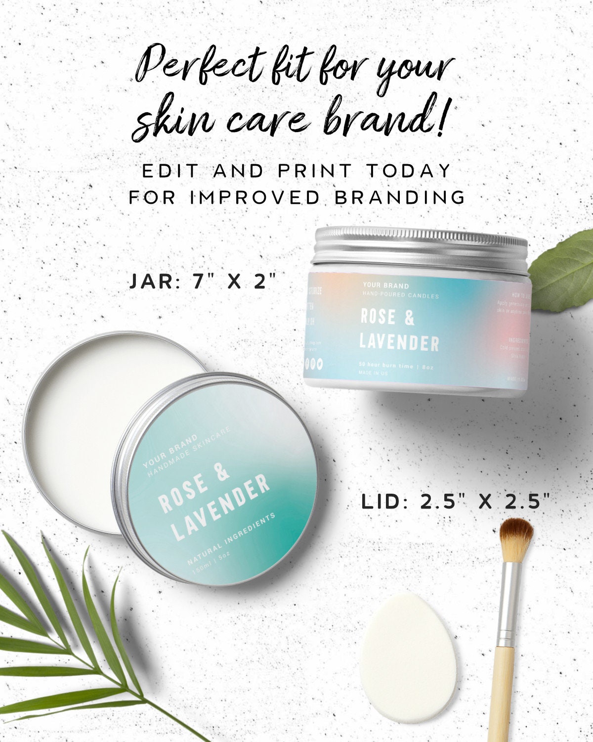 Jar Label Editable - Cosmetic Jar Sticker, Editable Lotion Label, Body ...