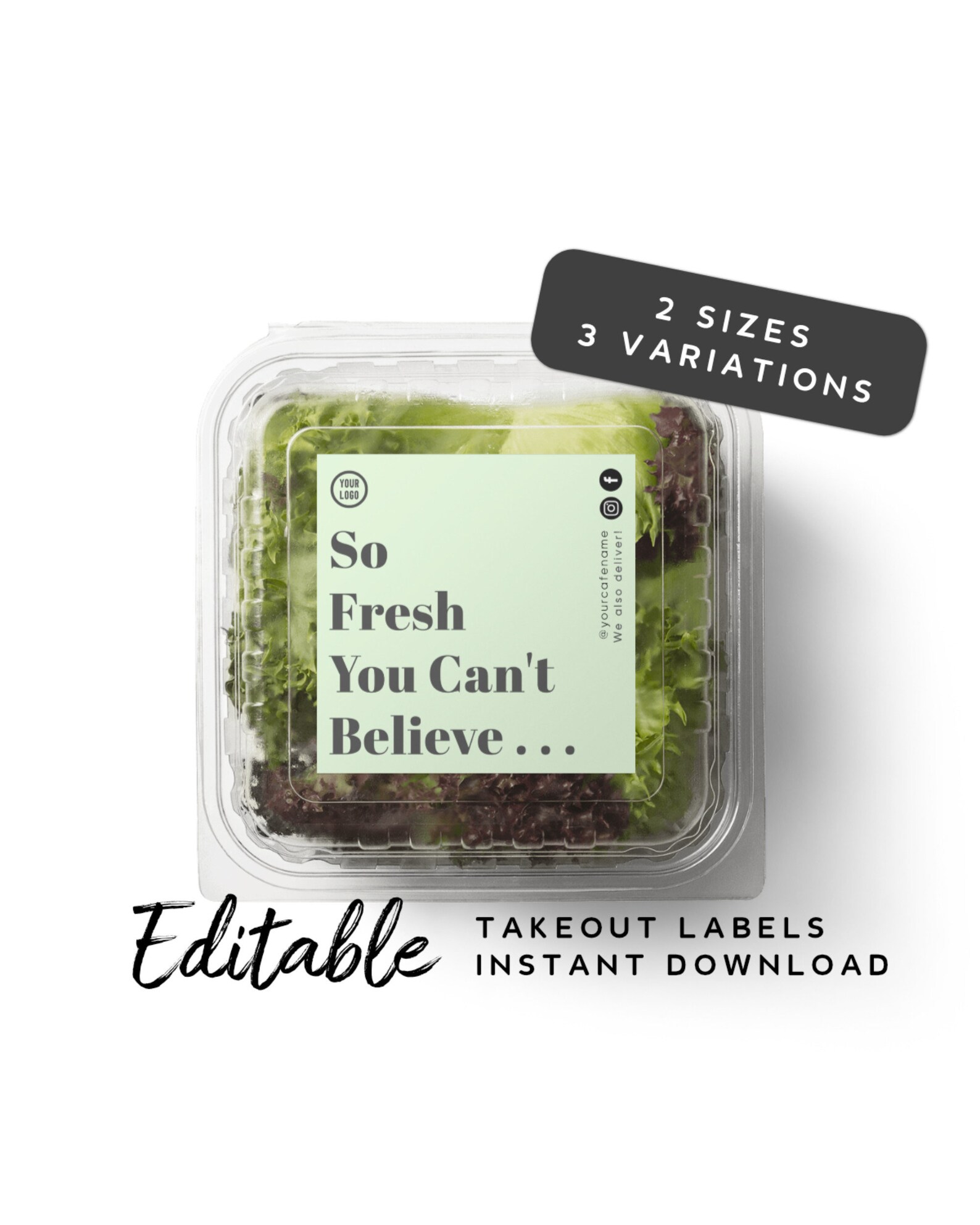 Cafe Takeout Label Salad Label Restaurant Labels Cafe | Etsy