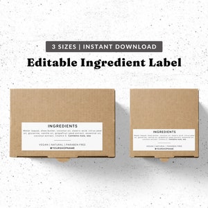 Minimalist Ingredient Label Template Editable Packaging - Etsy