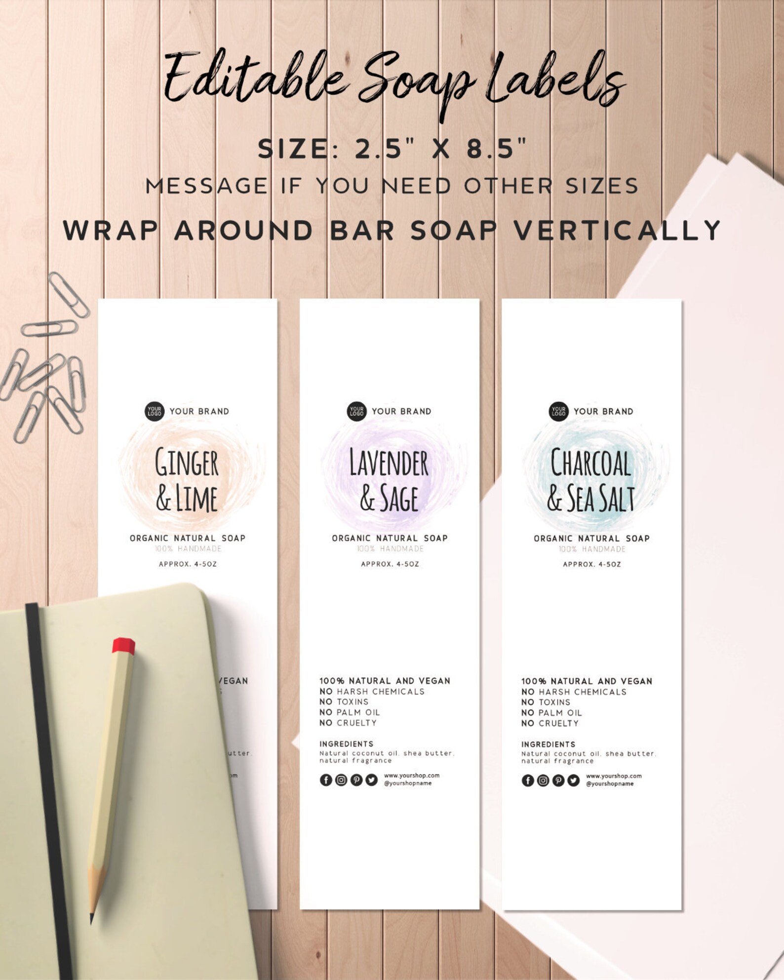 Handmade Soap Label Printable - Label With Logo, Product Label Template ...