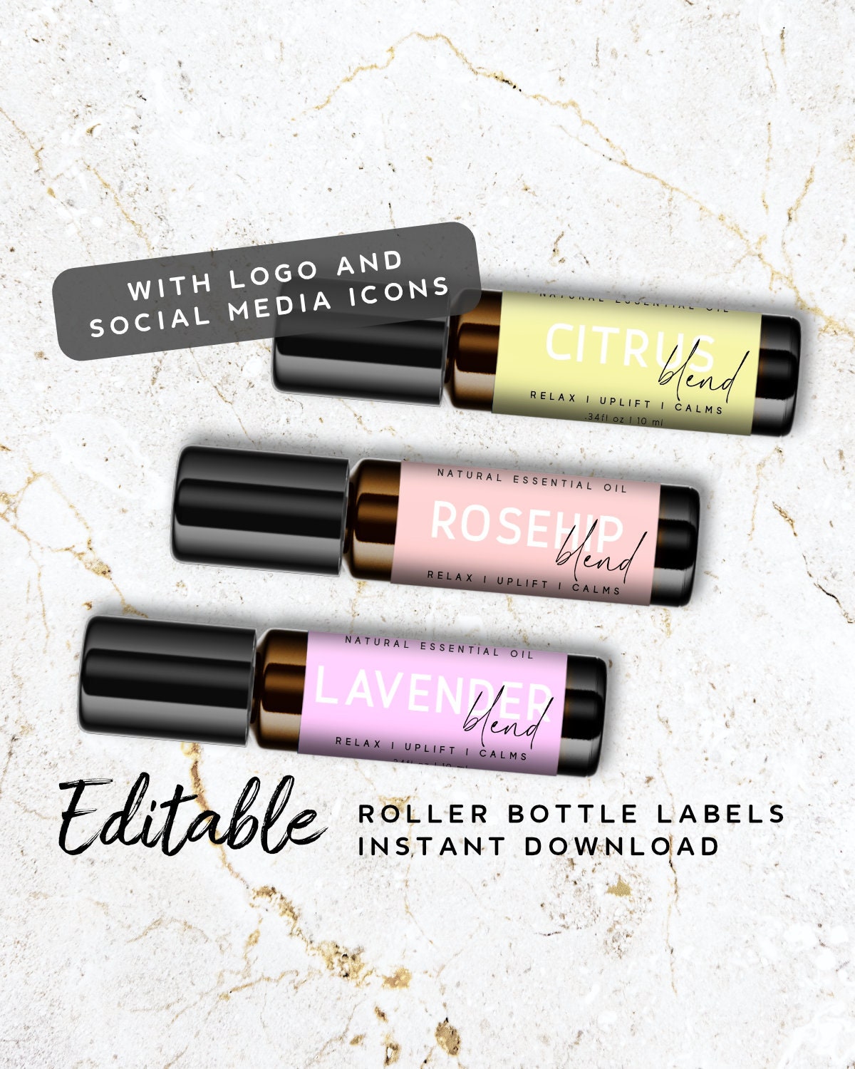 Printable Roll on Label Template Custom Product Label - Etsy