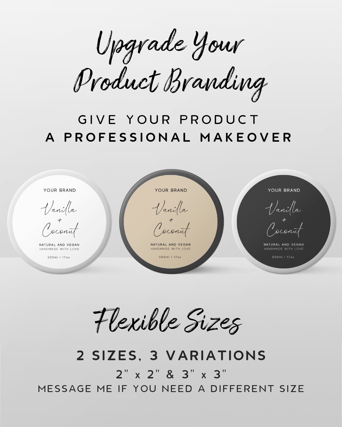 Monochrome Circle Label for Cosmetics - Product Label Round, Lid Label ...