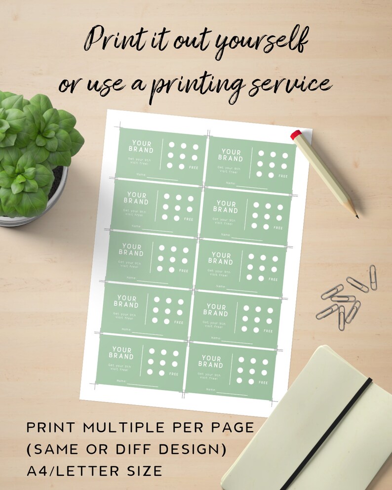 Printable Loyalty Card Template Modern Rewards Card Green - Etsy