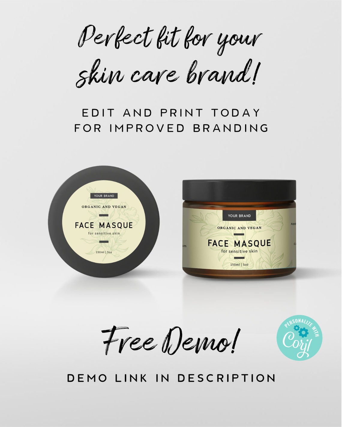 Premade Jar Labels With Round Lid Label - Product Label With Social ...