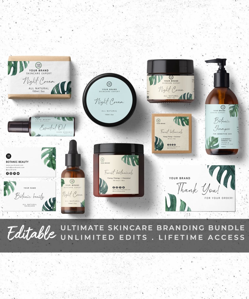Monstera Cosmetic Label Bundle Editable Label Template - Etsy