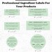 Green Ingredient Label Template Product Packaging Template, Editable ...
