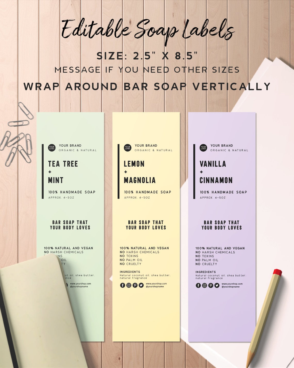 Soap Label - Editable Color, Product Label Template, Handmade Soap ...