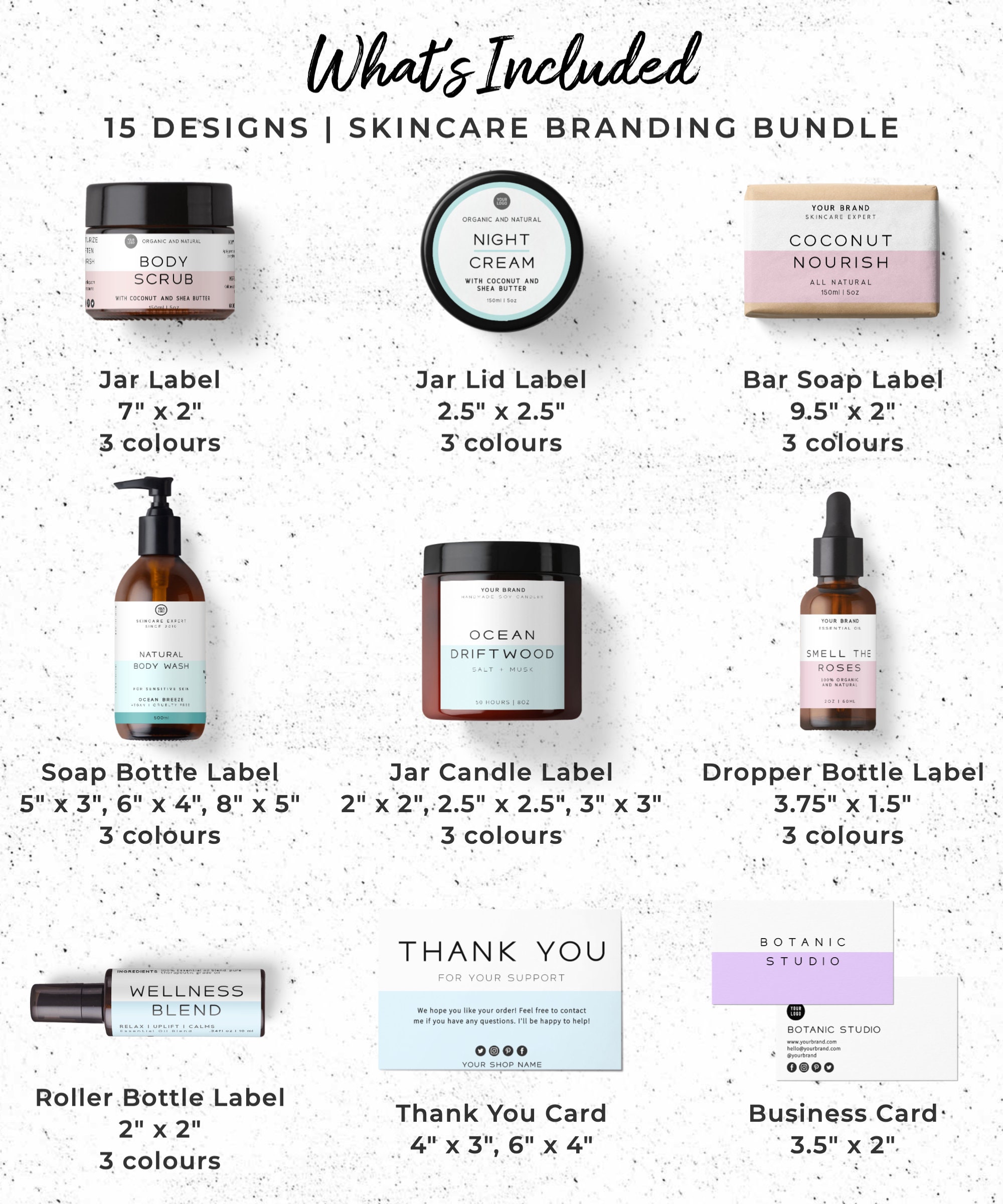 Skincare Labels Bundle - Beauty Label Template Bottle, Essential Oil ...