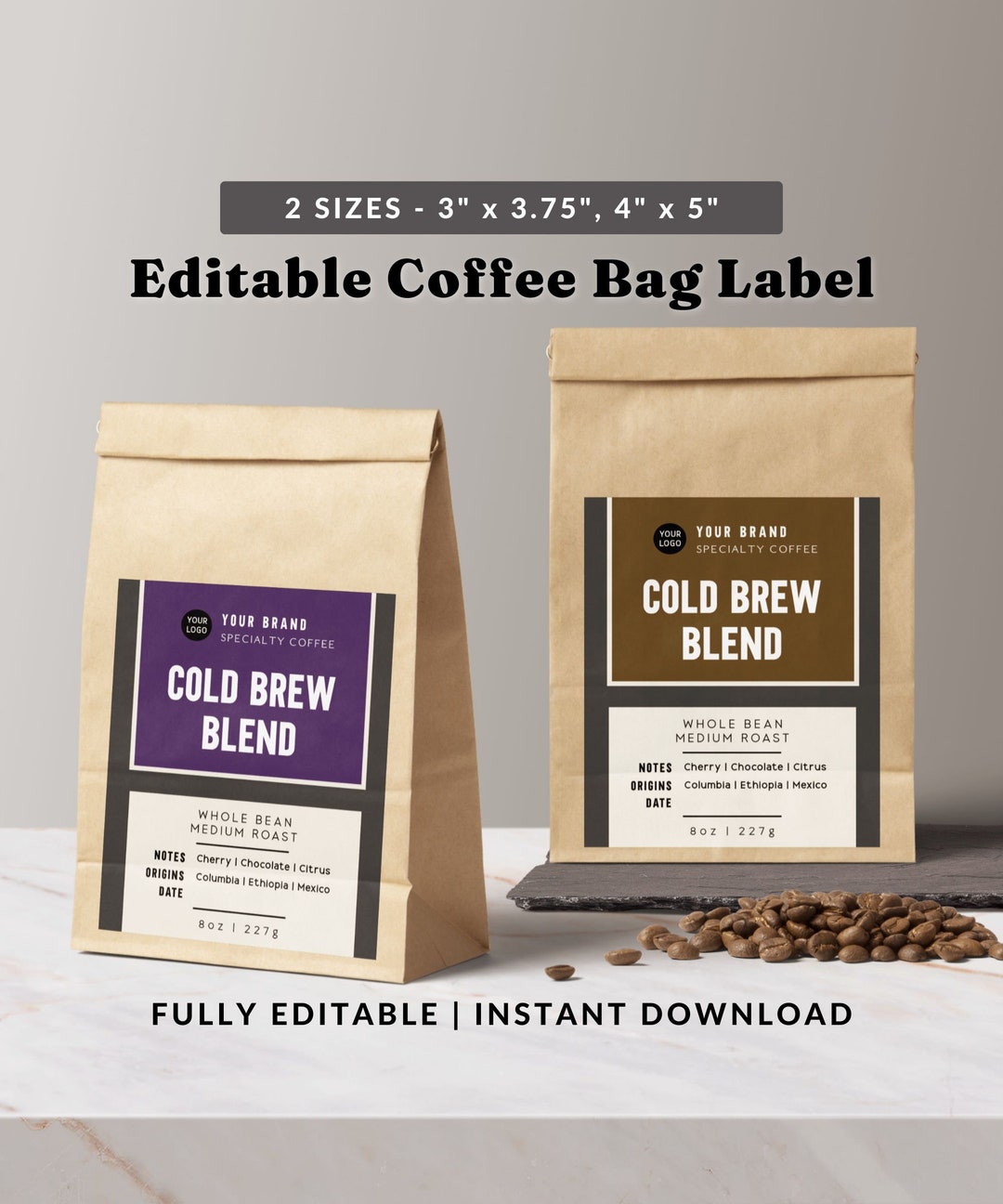 Modern Label Printable - Food Label Template, Digital Download, Coffee ...