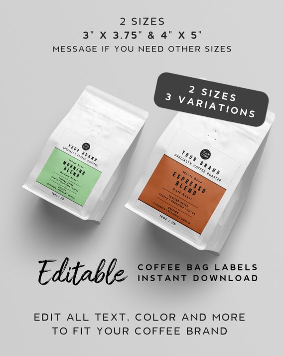 Printable Coffee Bag Label 2 Sizes Rectangle Product Etsy India