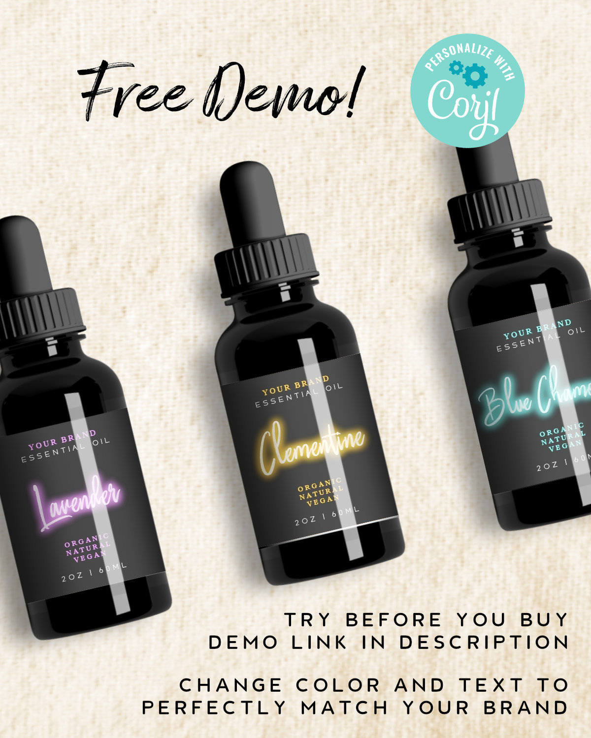 Neon Light Product Label Template Printable Neon Light Label | Etsy