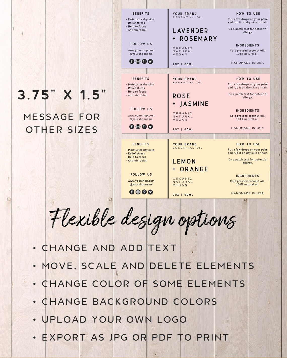 Pastel Product Label 2oz - Bottle Label Printable, Ingredient Label ...