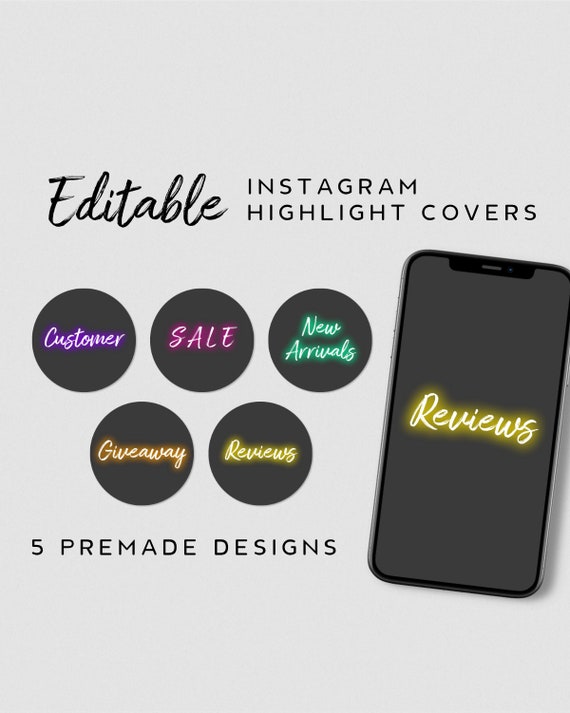 Neon Light Instagram Story Highlight Icons Black Instagram | Etsy