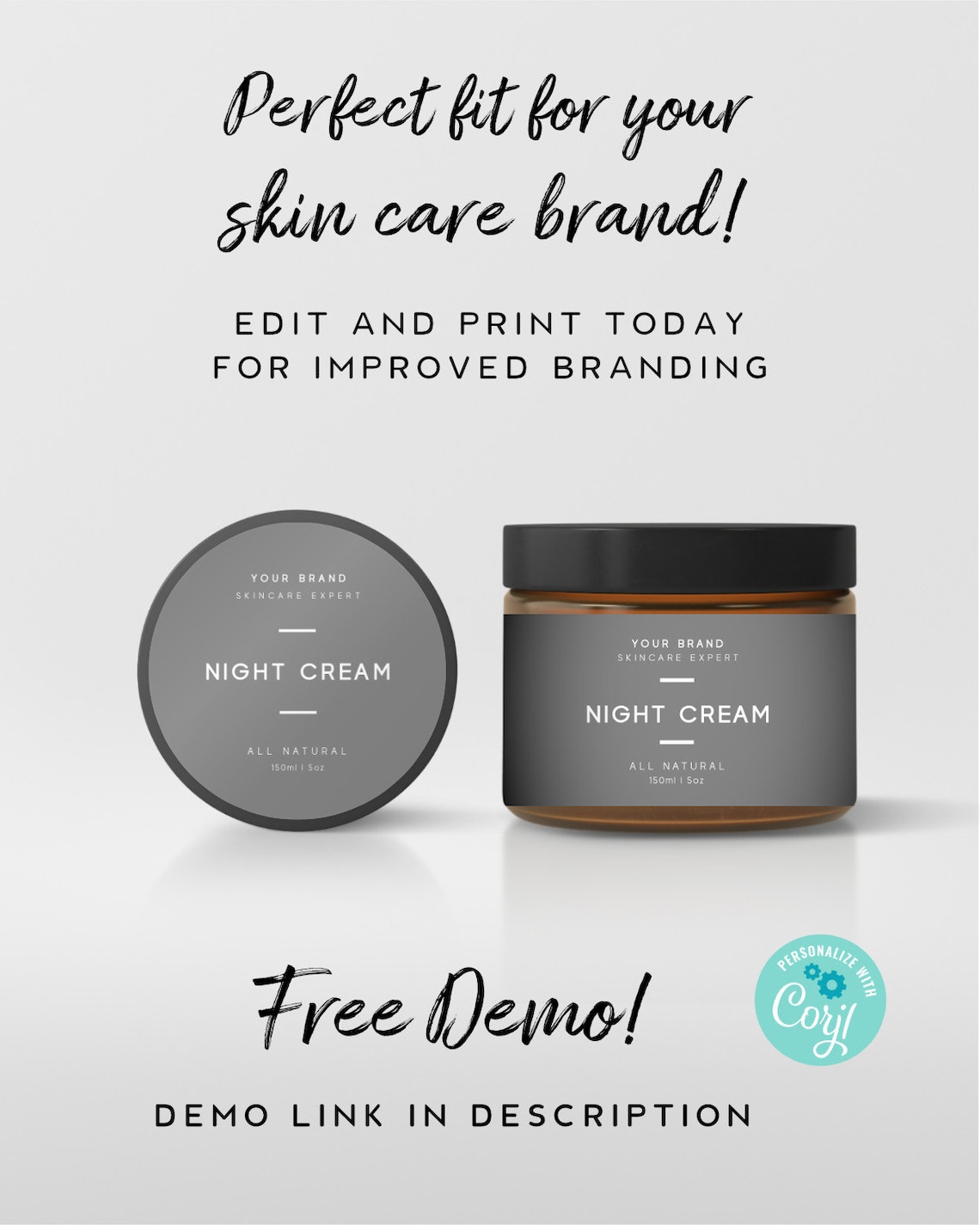 Black Jar Label Template Product Label for Jars Wrap Around | Etsy