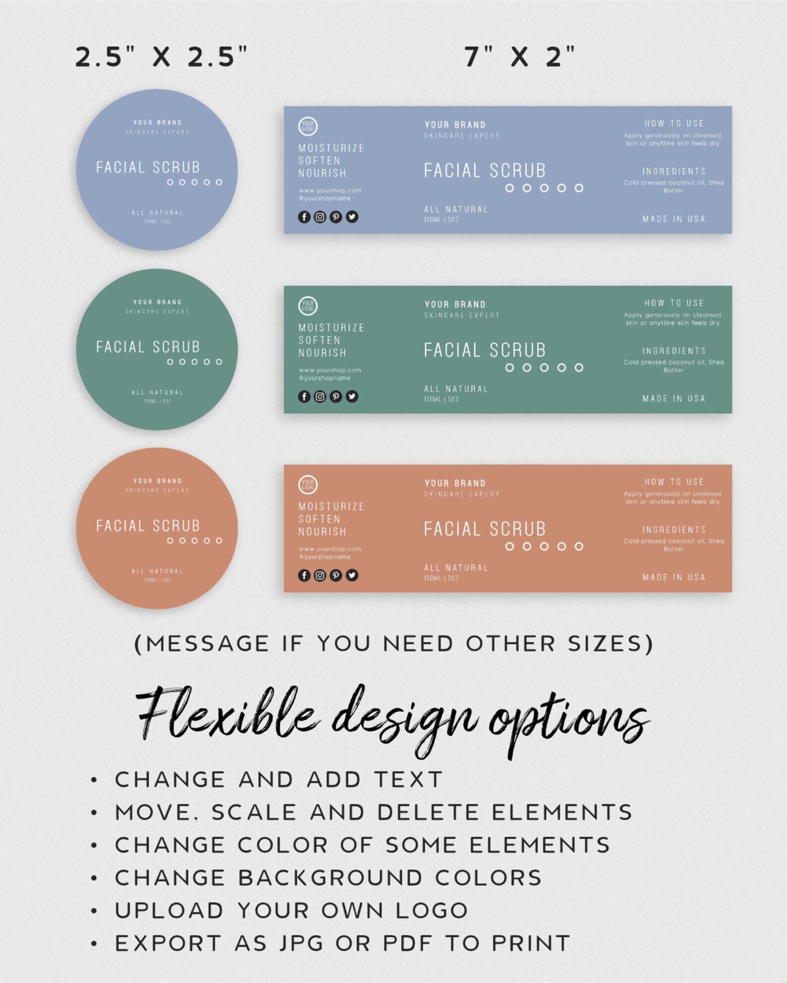 Minimalist Label Design DIY Blue Label Jar Design Skincare - Etsy