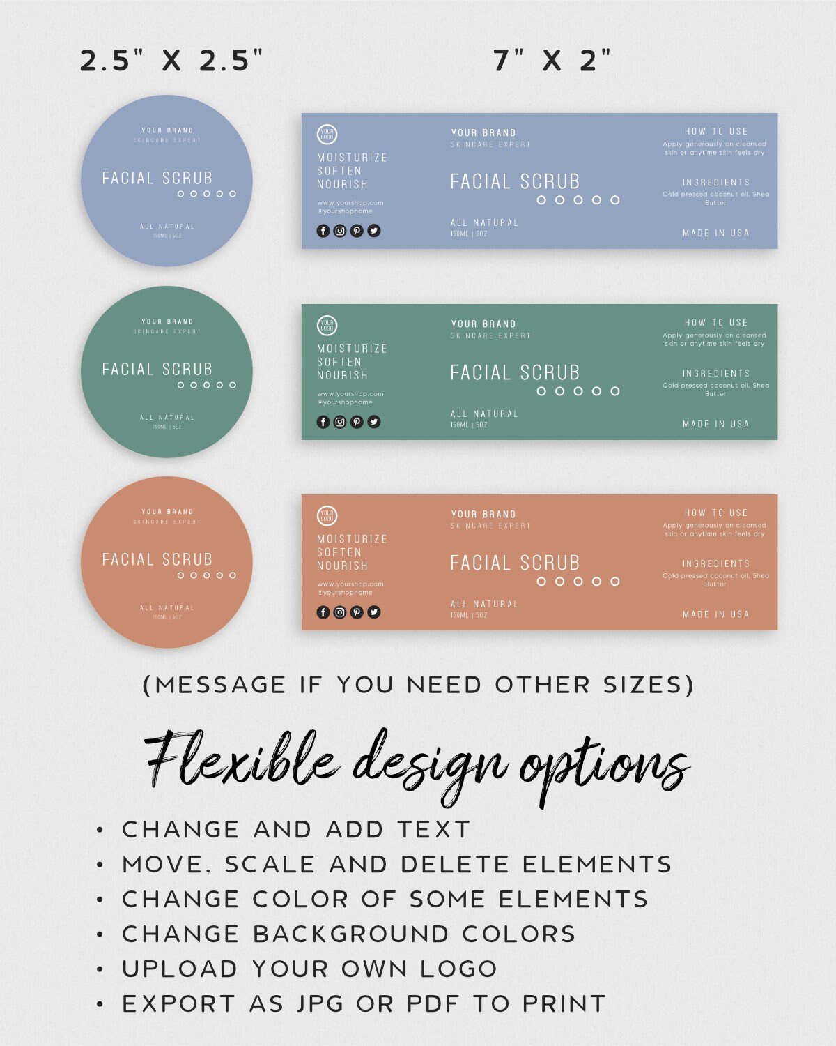 Minimalist Label Design DIY Blue Label Jar Design Skincare - Etsy