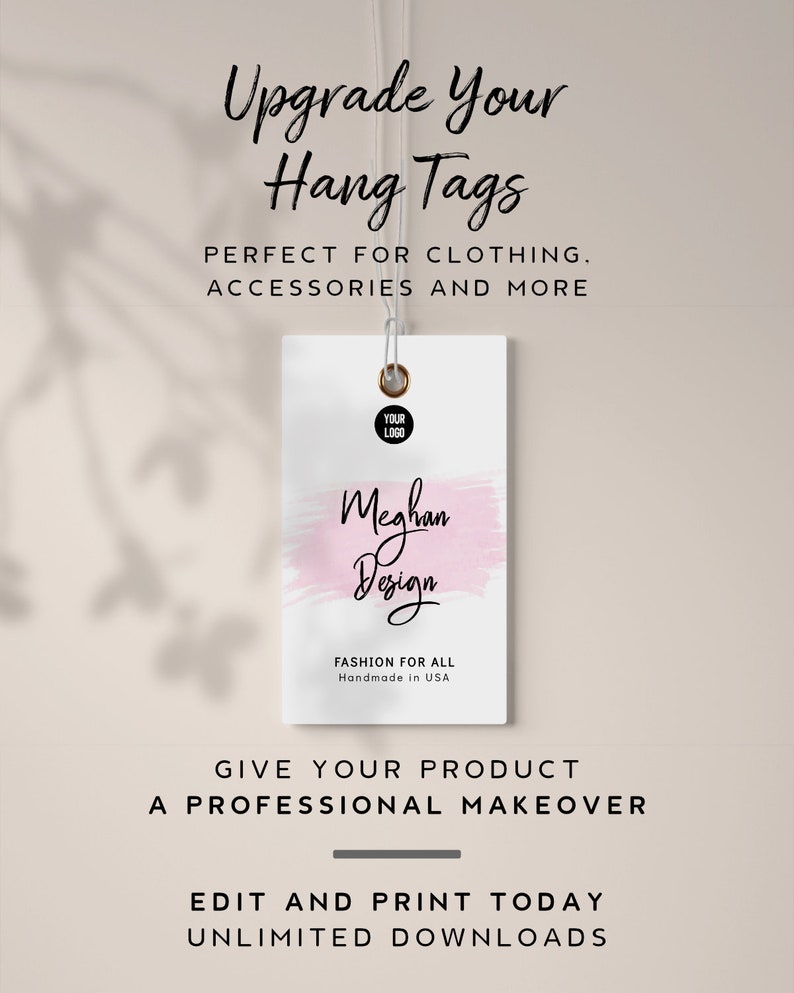 Printable Product Tag Template - Watercolor Tag Design, Handwritten Tag ...