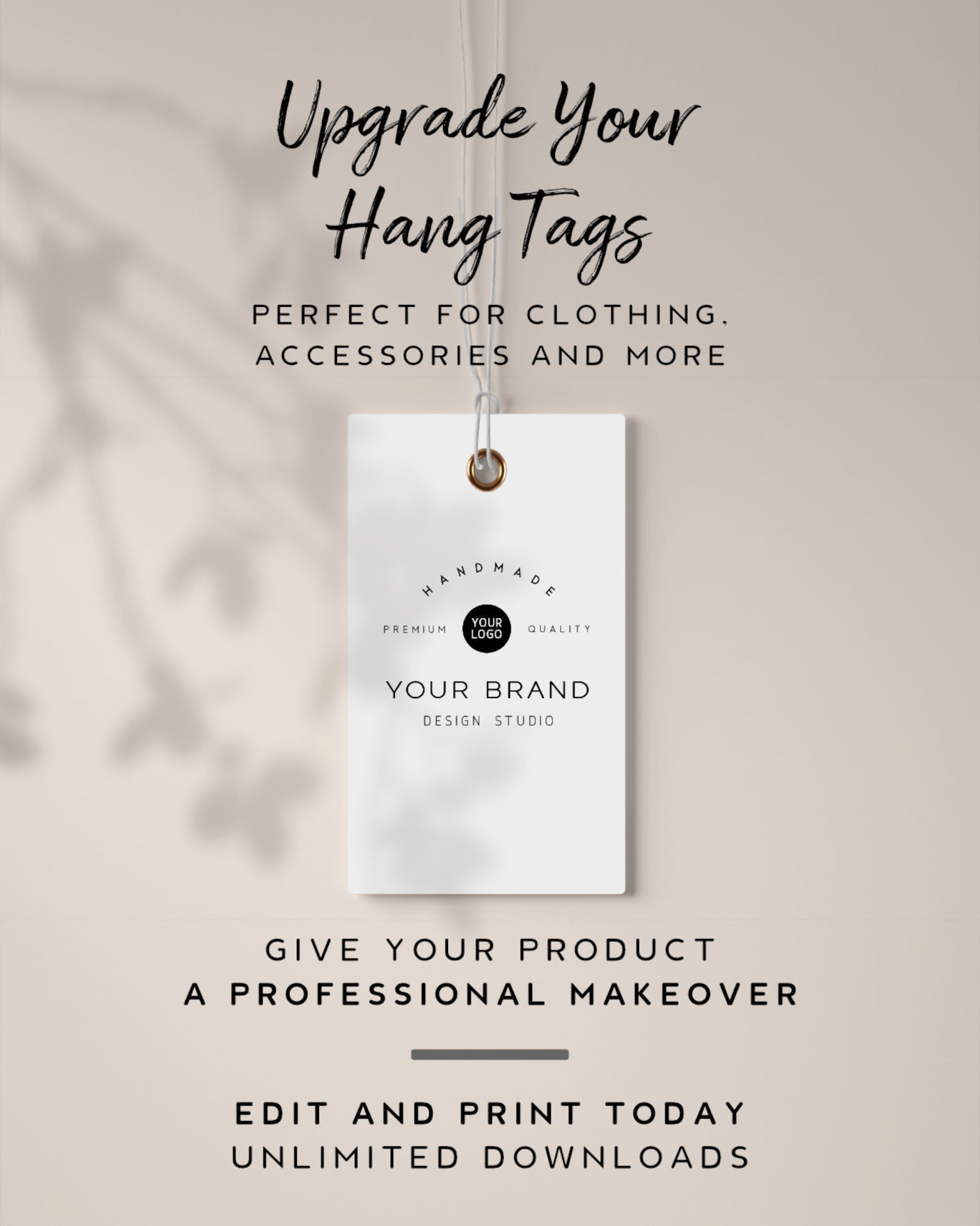 Minimalist Product Tag Template - White Hang Tag Printable, Shop ...