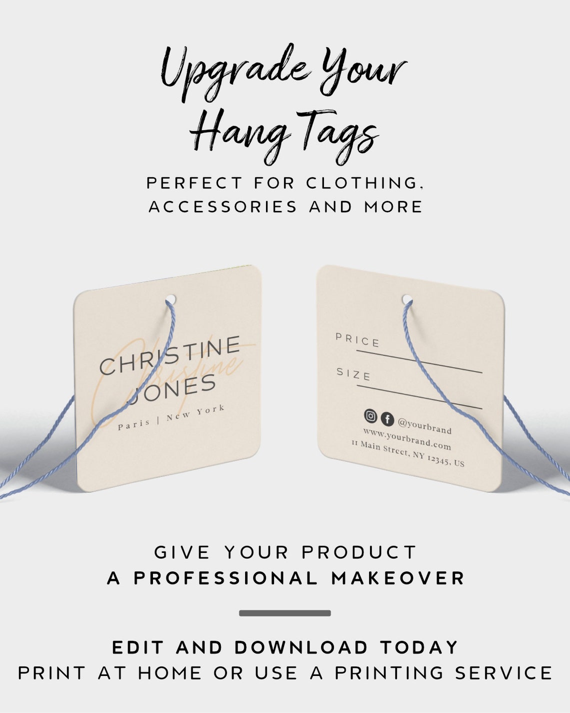 Ready to Print Hang Tag Design Fashion Product Tag Template - Etsy