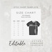 Editable Size Chart Tshirt Editable Templates Bella Canvas Size Chart ...