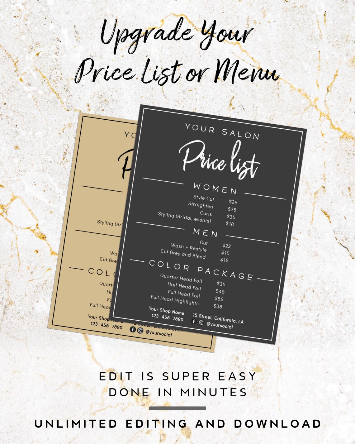 Premade Price List Template Printable Small Business - Etsy